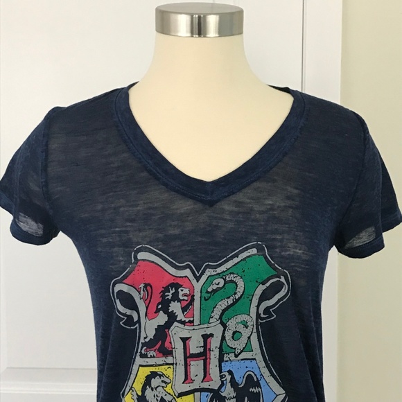 Warner Bros. | Tops | Harry Potter Hogwarts Blue Burnout Graphic Tee Xs ...